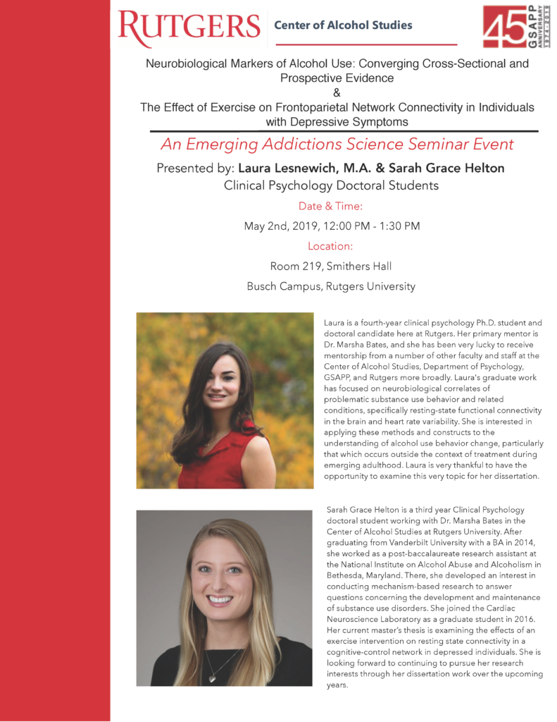 Graduate Student PresentationsCenter of Alcohol & Substance Use Studies