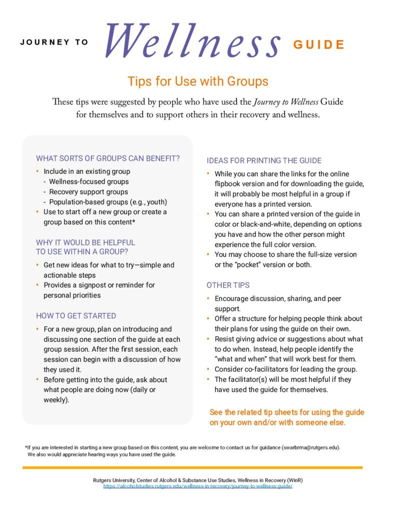 Journey to Wellness Guide | Center of Alcohol & Substance Use Studies